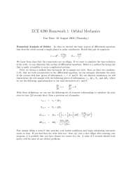 Numerical Analysis of Orbital Mechanics - Assignment 1 | ECE 6390 - Docsity