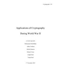 Applications of Cryptography During World War II - Paper | CS 4235 - Docsity