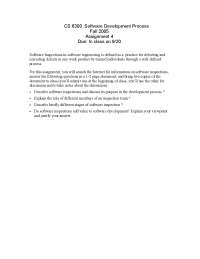 Assignment 4 for Software Development Process | CS 6300 - Docsity
