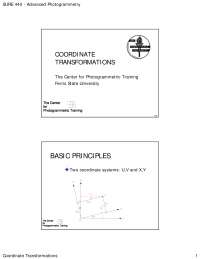Coordinate Transformations in Photogrammetry - Lecture Slides | SURE ...
