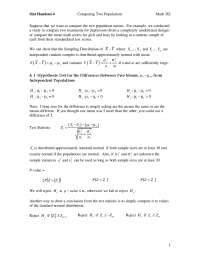Comparing Two Populations - Statistics Handout #4 | MATH 382 - Docsity