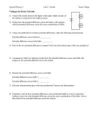 Lab 6: Circuits - Voltage in Series Circuits | PHYS 140 - Docsity