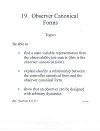 Observer Canonical Forms - Systems Analysis Techniques | ECSE 6400 - Docsity