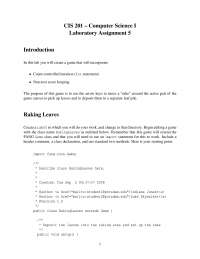 Laboratory Assignment 5 - Manual | CIS 201 - Docsity