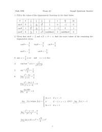 17 Questions on Calculus I - Exam 1 | MATH 1500 - Docsity