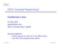 Computer Programming I – Conditional in Java | CS 121 - Docsity