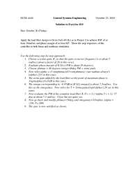 Solutions to Exercise 10 - Control Systems Engineering | ECSE 4440 - Docsity