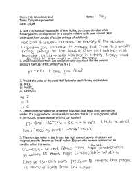 Colligative Properties - Worksheet 13 with Solutions | CHEM 116 - Docsity