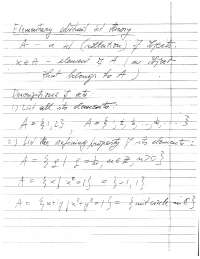 Elementary Set Theory - Handwritten Notes | MATH 4200 - Docsity