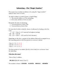 Subnetting - The Magic Number - Notes | ITNT 2310 - Docsity