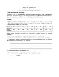 Statistical Study 4: Linear Correlation and Regression | MATH 1040 ...