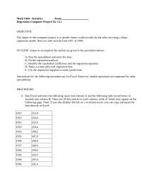Regression Computer Project - Statistics | MATH 1040 - Docsity