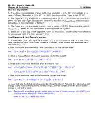 Thermal Expansion, Heat Capacity - Worksheet with Answers | PHY 212 | Assignments Physics - Docsity