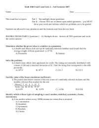 10 MCQs on Introduction to Statistics with Answer Key | MATH 1040 - Docsity