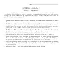 Project 2 Questions - Using Derive | MATH 111 - Docsity