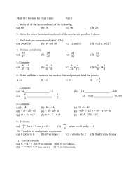23 Questions on Elementary Algebra - Final Exam | MATH 017 - Docsity