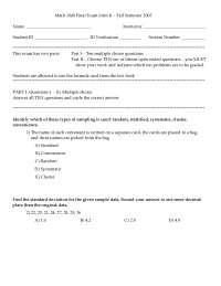 10 MCQs Final Exam - Introduction to Statistics | MATH 1040 - Docsity