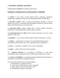 Statistics, Data and Statistical Thinking Definitions | Chapter 1 ...