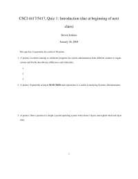 Quiz 1 Questions for Introduction to System Administration | CSCI 4417 - Docsity