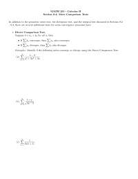 More Comparison Tests - Calculus II | MATH 255 - Docsity