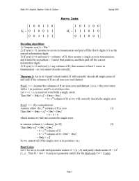 An Introduction to Matrix Codes - Homework | MATH 350 - Docsity