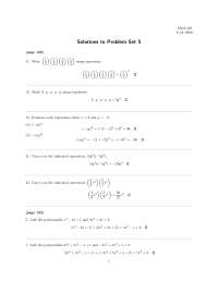 Solutions to Problem Set 5 - College Algebra | MATH 101 - Docsity