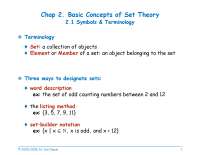 Basic Concepts of Set Theory: Symbols & Terminology - Docsity