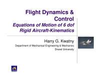 Equations of Motion of 6 dof Rigid Aircraft-Kinematics - Notes | MEM ...