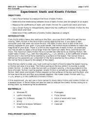 Measures Force of Static and Kinetic Friction - Experiment | PHY 211 ...