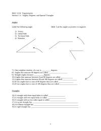 Angles, Degrees and Special Triangles - Trigonometry | MAC 1114 - Docsity