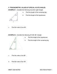 Trigonometric Values of Special Acute Angles with Examples | MMAT 3320 ...