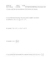 10 Practice Questions for Test 1 - Calculus I | MATH 229 - Docsity