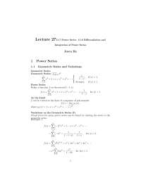 Differentiation and Integration of Power Series - Calculus II | MATH 1432 - Docsity