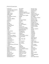 Outline for Nomenclature - Engineering Statics | ENGR 210 - Docsity