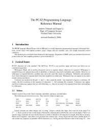 PCAT Programming Language Reference Manual - Handout | CS 322 - Docsity