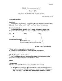 The Problem of the Essential Indexical - Paper | PHIL 490 - Docsity