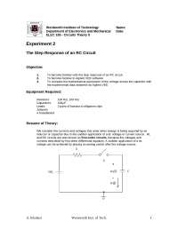 The Step Response of an RC Circuit - Lab Experiment 2 | ELEC 195 - Docsity