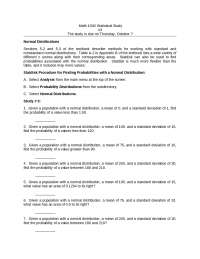 Introduction to Statistics - Normal Distributions - Paper | MATH 1040 ...