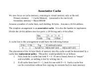 Associative Cache, Direct-Mapped Cache, Examples of Cache Memory | CPSC 2105 - Docsity