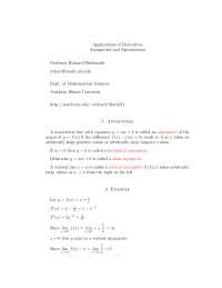 Application of Derivatives Asymptotes and Optimization - Handout | MATH ...