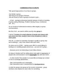 Communicating in Groups | Introduction to Human Communication | HCOM 100 - Docsity