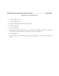 Multivariable Calculus - Homework 8 Problems | MATH 212 - Docsity
