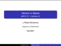 Lecture Slides on Vectors in Space - Calculus 3 | MATH 311 - Docsity
