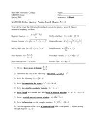 Practice Exam 1 - College Algebra | MATH 101 - Docsity