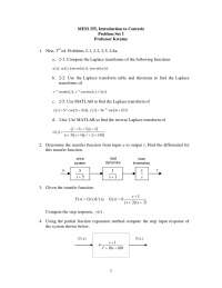 Problem Set 1 - Introduction to Controls | MEM 255 - Docsity