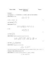 Sample Midterm Exam 1 with Resolution - Complex Analysis | MATH 412 ...
