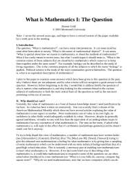 What is the Mathematics I: The Question - Mathematics in Modern World ...