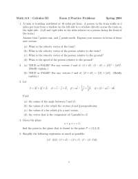 Past Exam 2 Practice Problems - Calculus III--Multivariable | MATH 113 ...