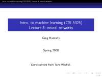 Neural Networks - Introduction to Machine Learning | CSI 5325 - Docsity