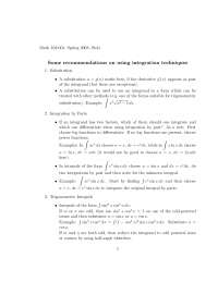 Some Recommendations on Using Integration Techniques | MATH 102 - Docsity